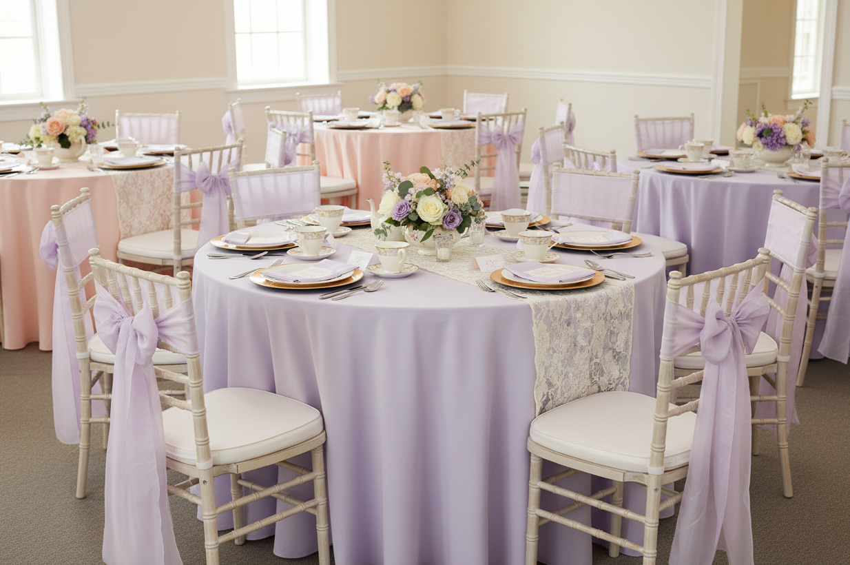 Mother's Day Tea Party Decorations Using Soft Pastel Linens - CV Linens™