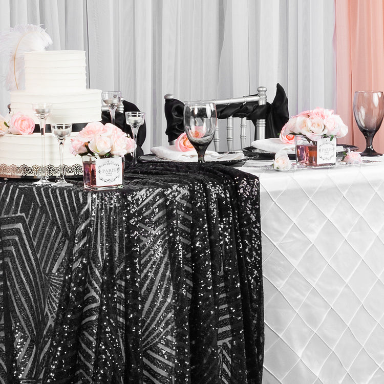 Why Brides Love Geometric Glitz Sequin Linens - CV Linens™