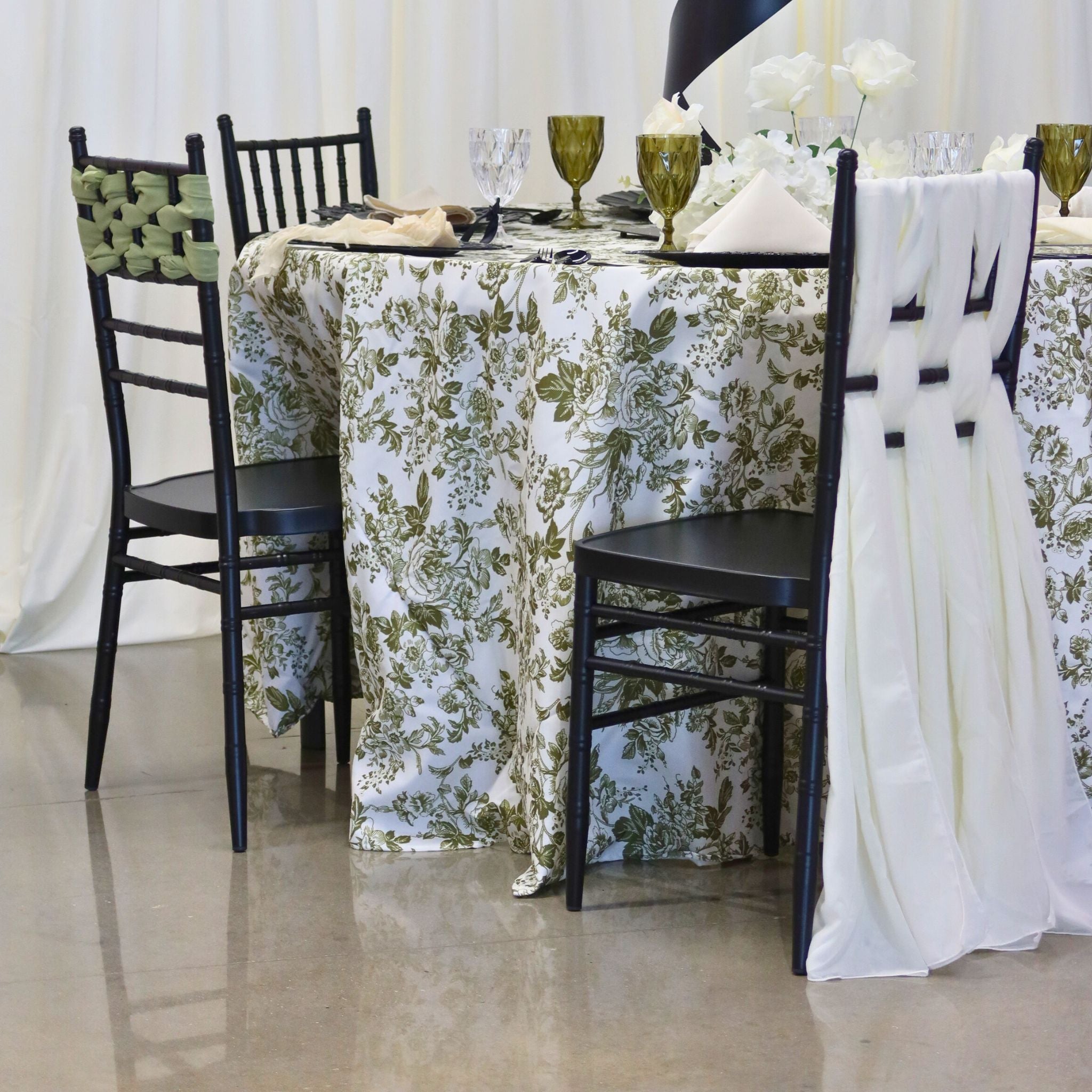 Wholesale Olive Green French Toile Event Linens - CV Linens™