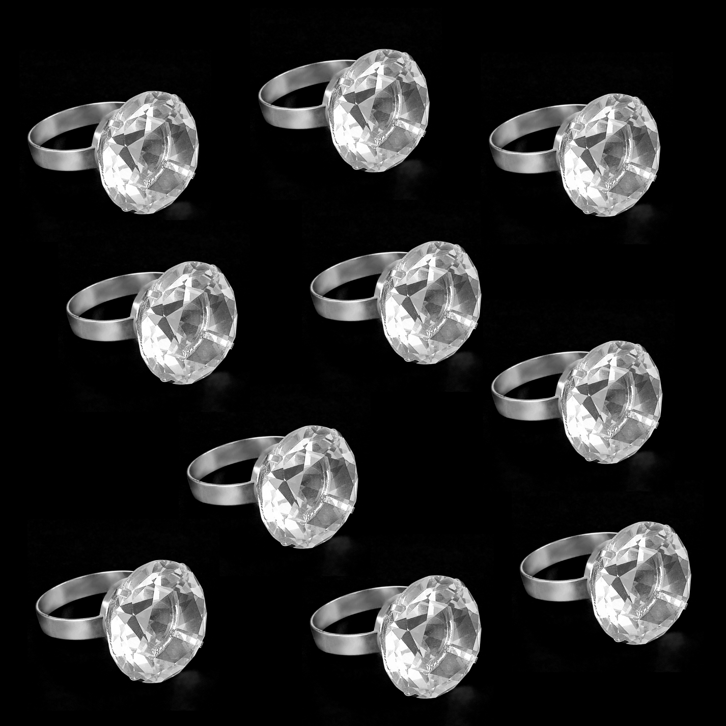 10 pc/pk Diamond Ring Napkin Rings Holder - Silver - CV Linens™