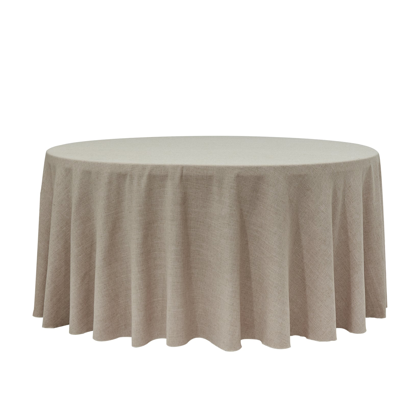 120" Round Premium Linen-Look Panama Weave Tablecloth - Beige - CV Linens™