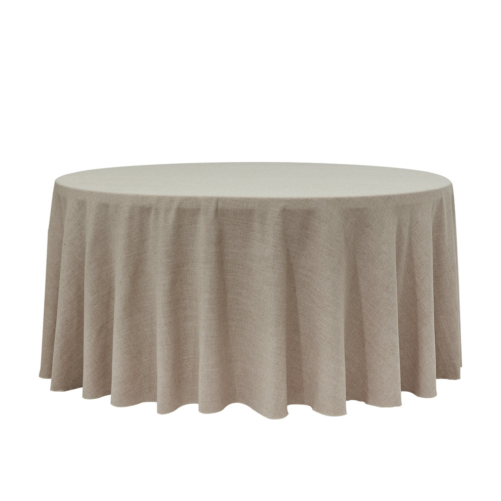 120" Round Premium Linen-Look Panama Weave Tablecloth - Beige - CV Linens™