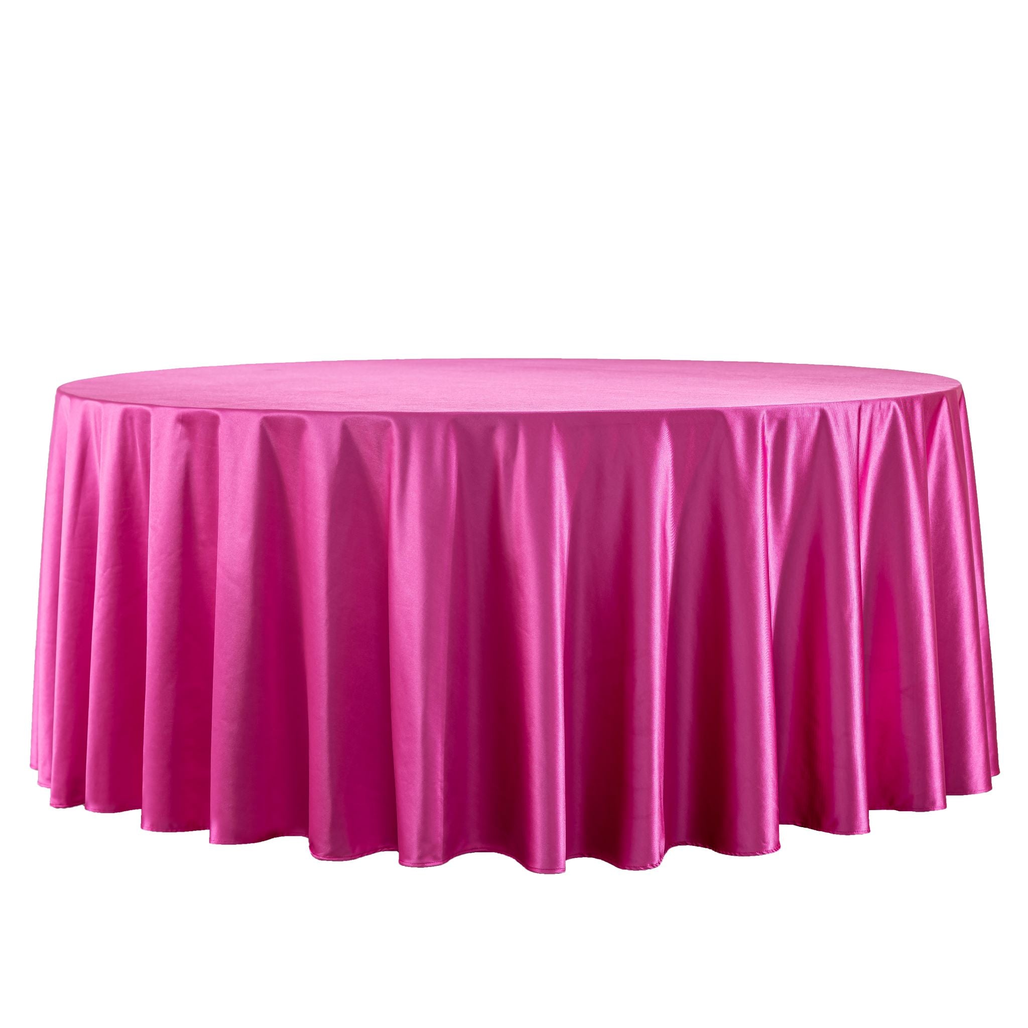 Fuchsia Premium Satin (Wrinkle-Resistant) 120" Round Tablecloth - CV ...