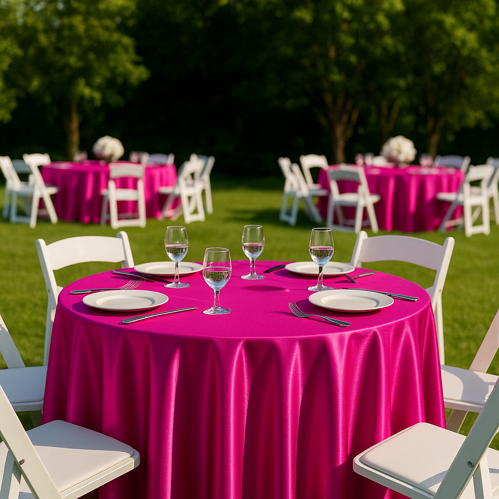 Fuchsia Premium Satin (Wrinkle-Resistant) 120" Round Tablecloth - CV ...
