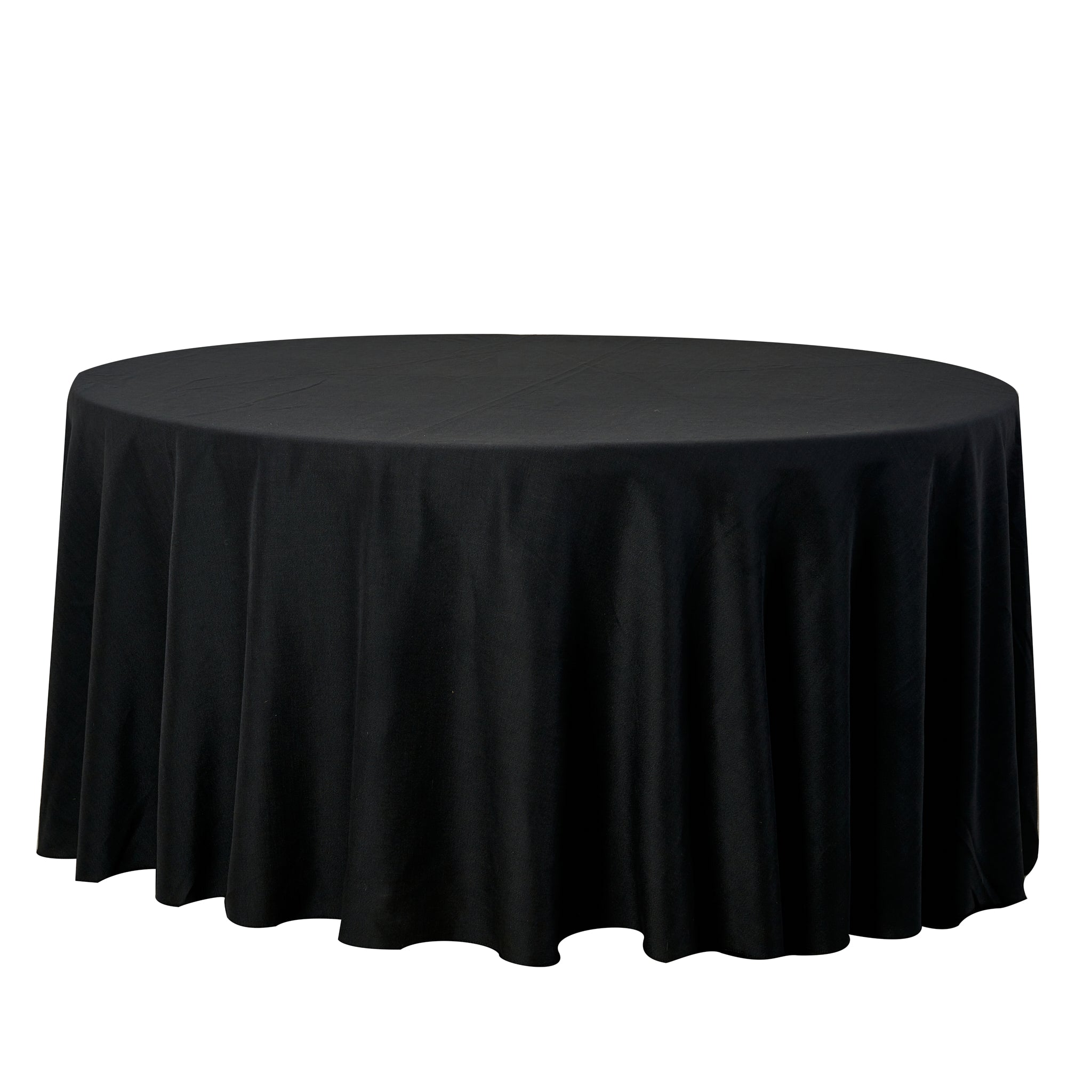 132" Round Premium Linen-Look Panama Weave Tablecloth - Black | CV Linens™