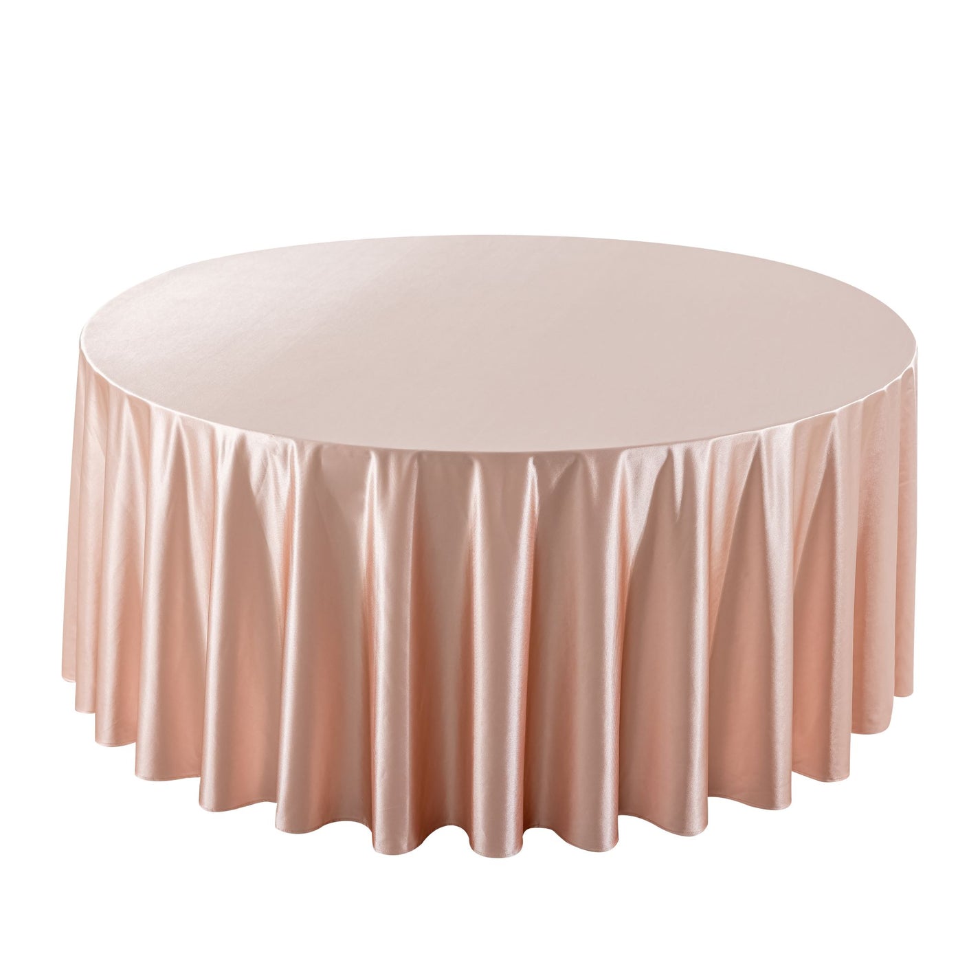 Premium Satin (Wrinkle-Resistant) 132" Round Tablecloth - Blush/Rose ...