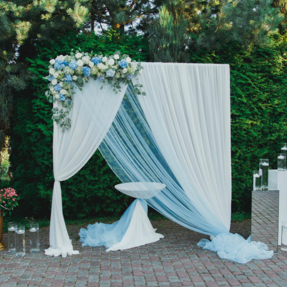 Chiffon Curtain Drape 10ft H x 58" W Panel White - CV Linens