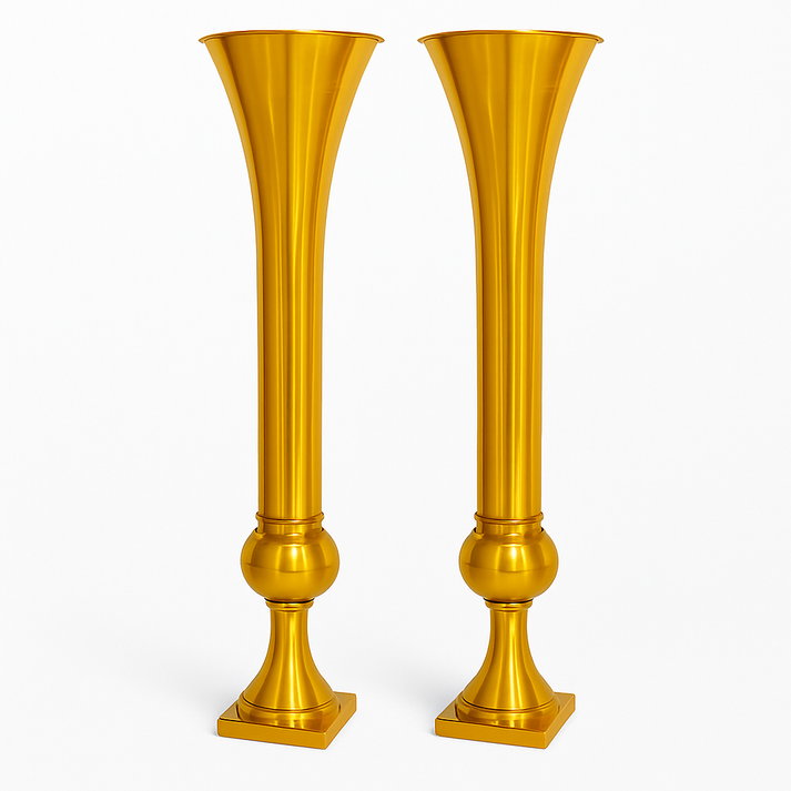 Metal Trumpet Centerpiece Vases 2 Pieces Gold - CV Linens™