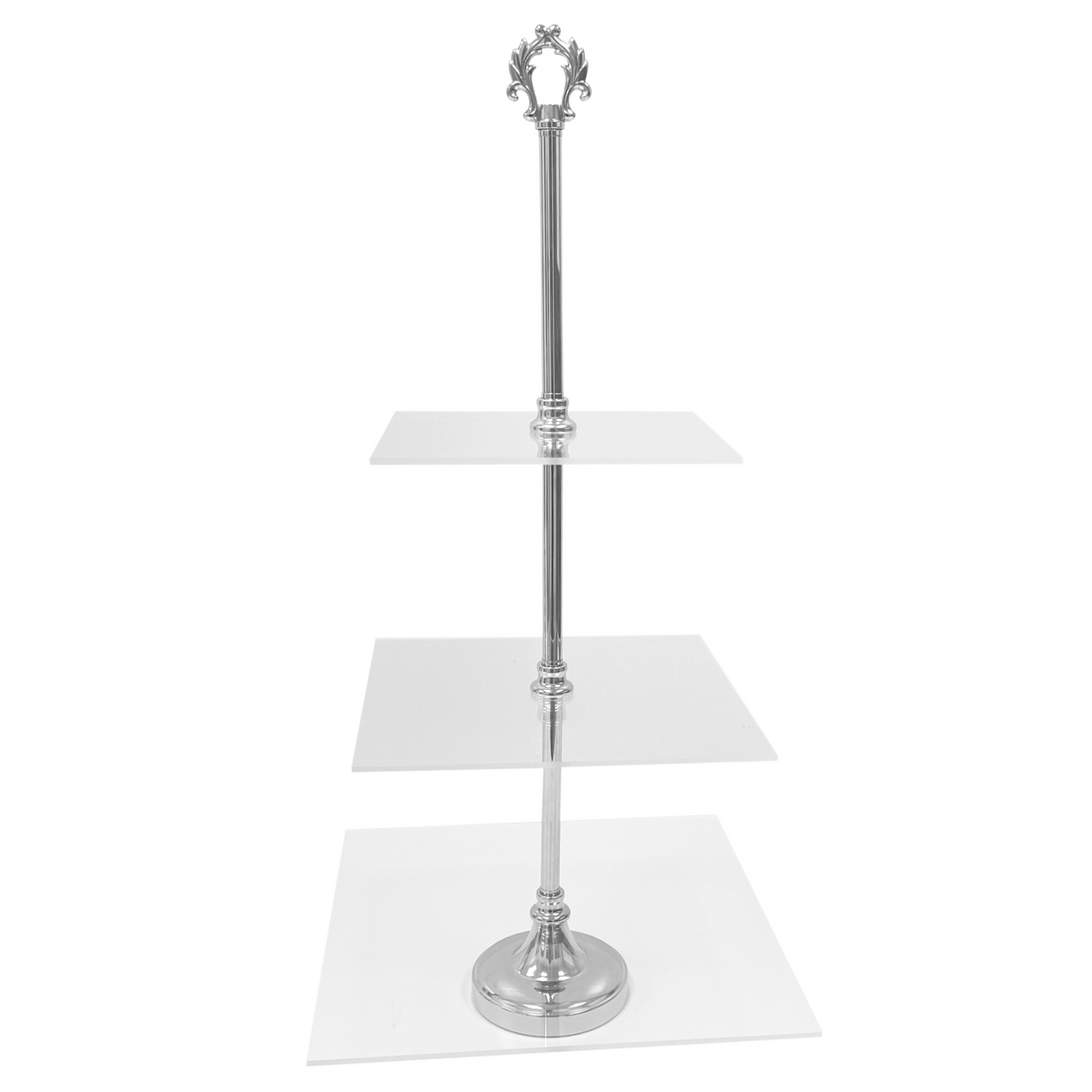3 Tier Classic Square Acrylic Cupcake Dessert Stand in Silver– CV Linens