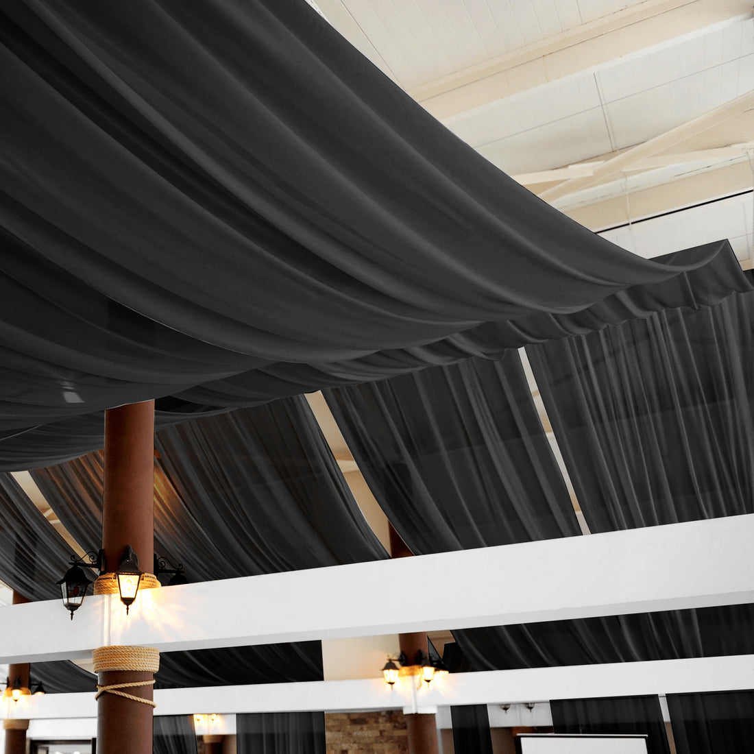 40ft Ceiling/Curtain Draping Sheer Voile Flame Retardant (FR) - Black ...