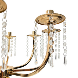 8 Arms Candelabra Crystal Waterfall Centerpiece - Gold– CV Linens