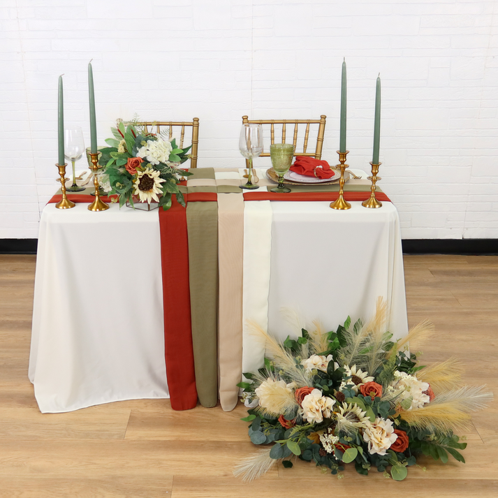 Chiffon Wedding Table Runner 10FT x 27" - Ivory - CV Linens™