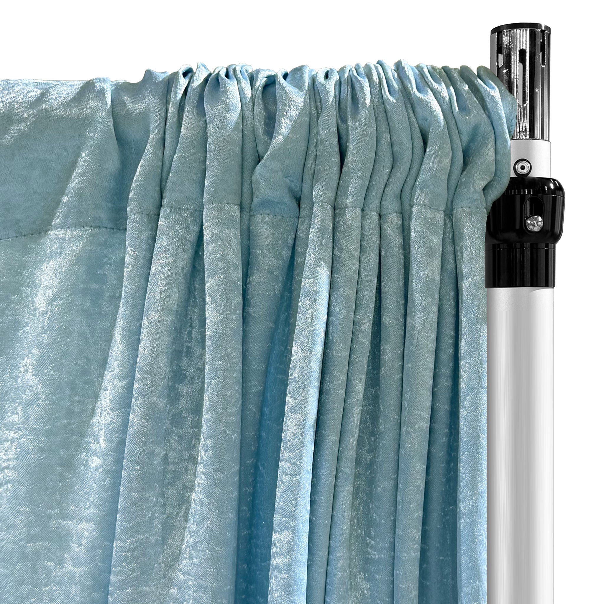 Crinkle Shimmer 10ft H x 52" W Drape/Backdrop Panel - Baby Blue– CV Linens