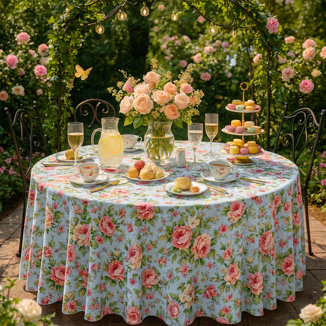 English Garden Floral 108" Round Tablecloth - CV Linens™
