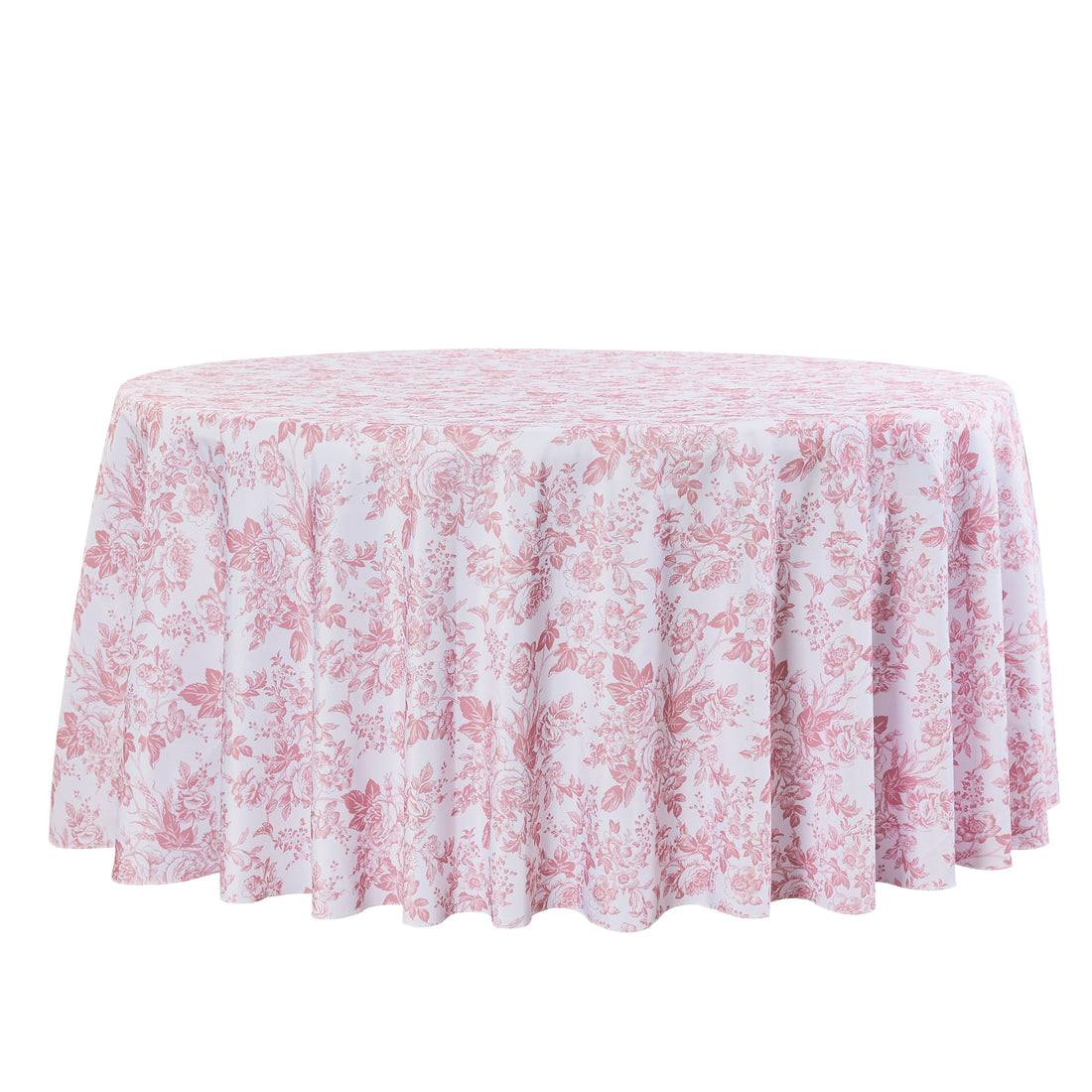 French Toile 108" Round Tablecloth - Dusty Rose/Mauve– CV Linens