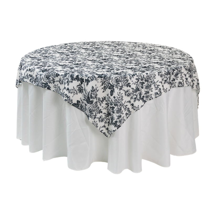 French Toile 72" Square Tablecloth/Overlay - Black - CV Linens™