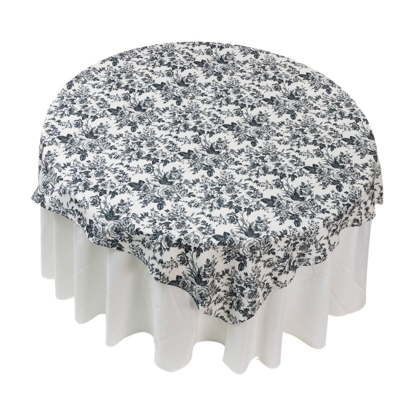 French Toile 72" Square Tablecloth/Overlay - Black - CV Linens™