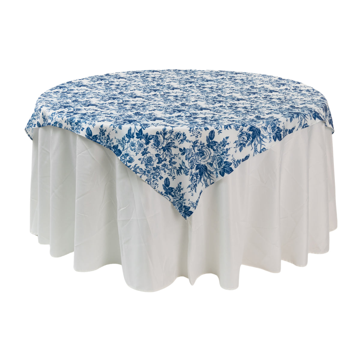 French Toile 72" Square Tablecloth/Overlay - Blue - CV Linens™