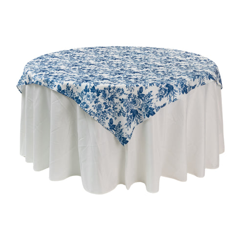 French Toile 72" Square Tablecloth/Overlay - Blue - CV Linens™