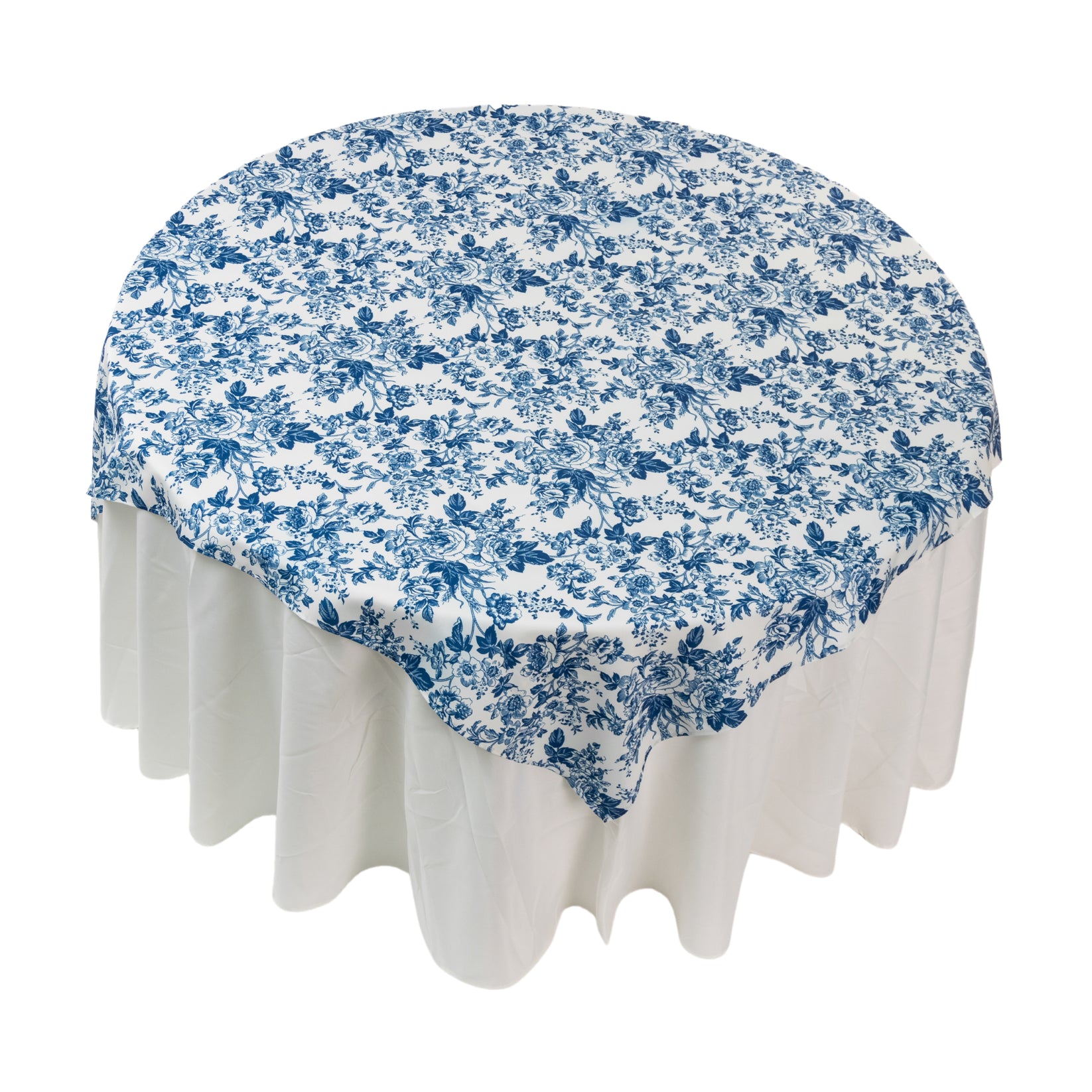 French Toile 72" Square Tablecloth/Overlay - Blue - CV Linens™