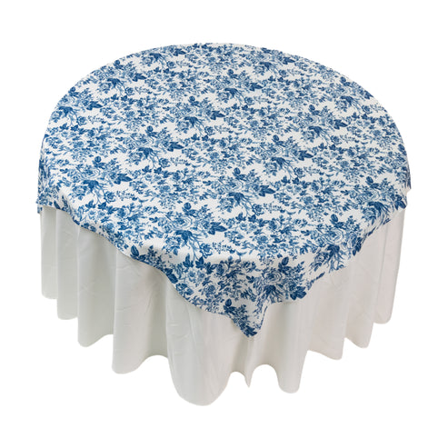 French Toile 72" Square Tablecloth/Overlay - Blue - CV Linens™