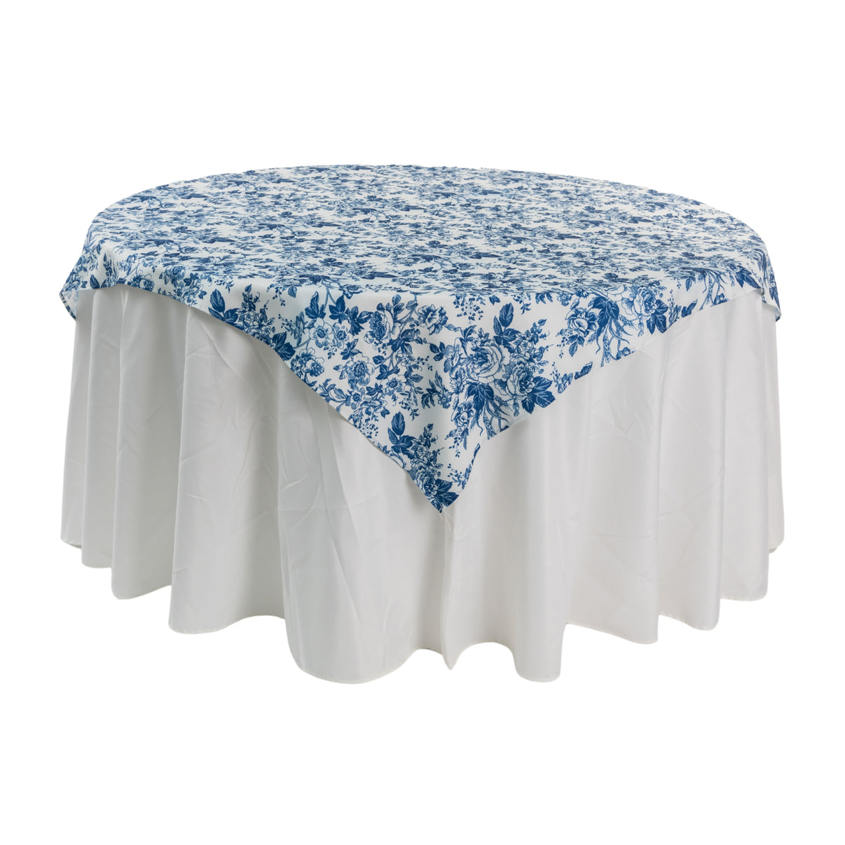 French Toile 72" Square Tablecloth/Overlay - Blue - CV Linens™