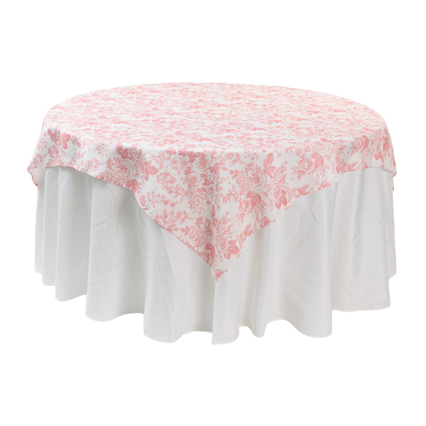 French Toile 72" Square Tablecloth/Overlay - Coral - CV Linens™