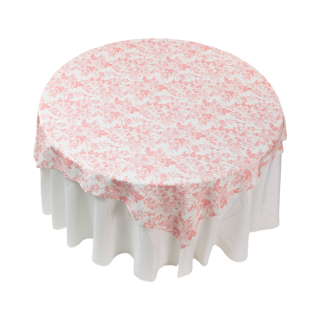 French Toile 72" Square Tablecloth/Overlay - Coral - CV Linens™