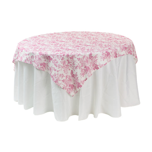 French Toile 72" Square Tablecloth/Overlay - Pink - CV Linens™