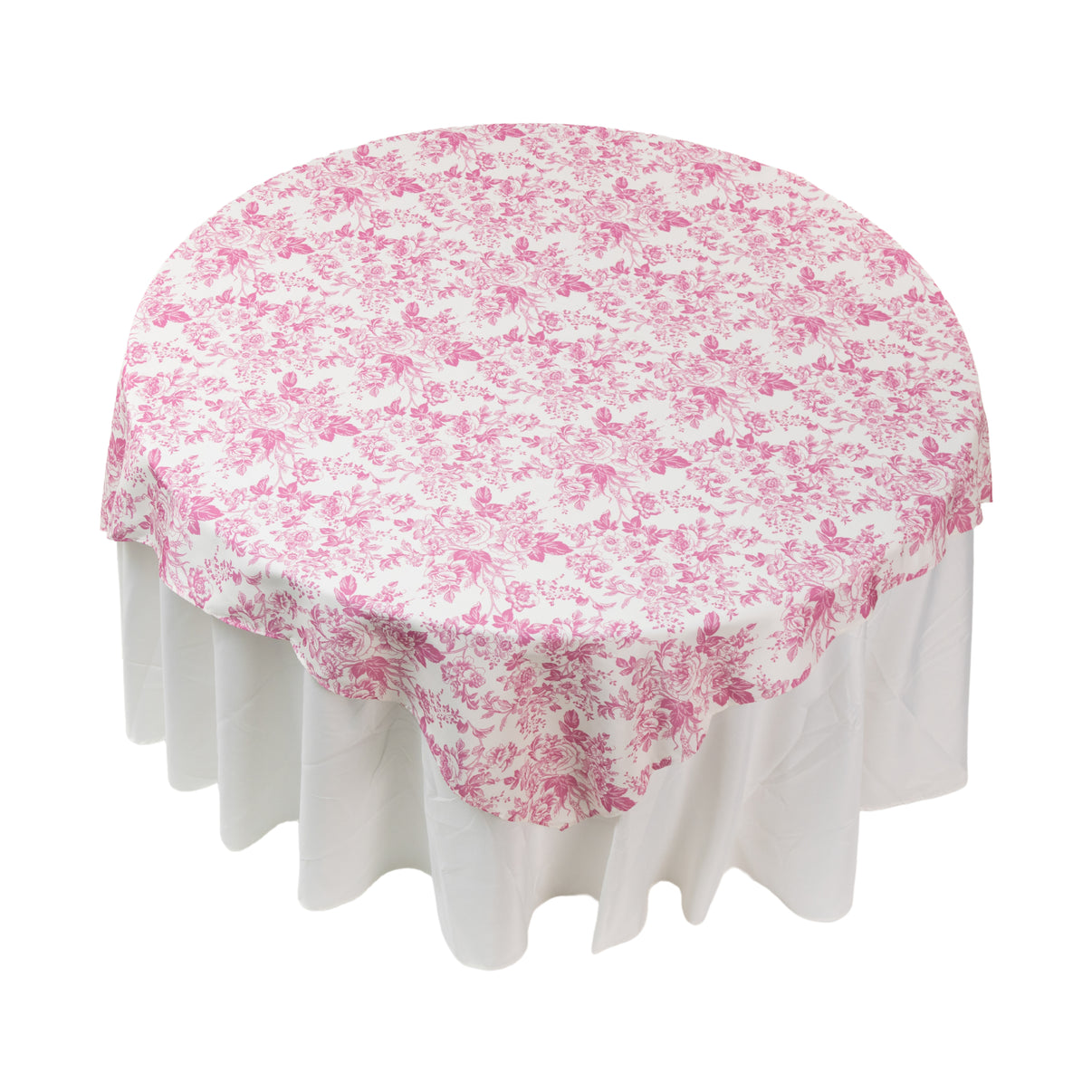French Toile 72" Square Tablecloth/Overlay - Pink - CV Linens™