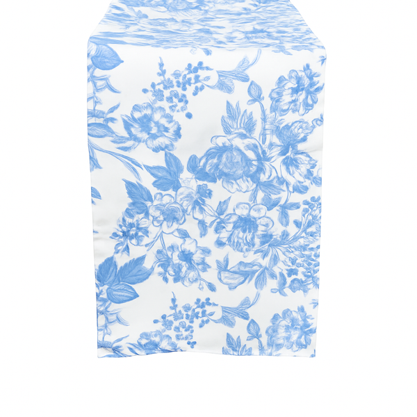 French Toile Table Runner - Baby Blue– CV Linens