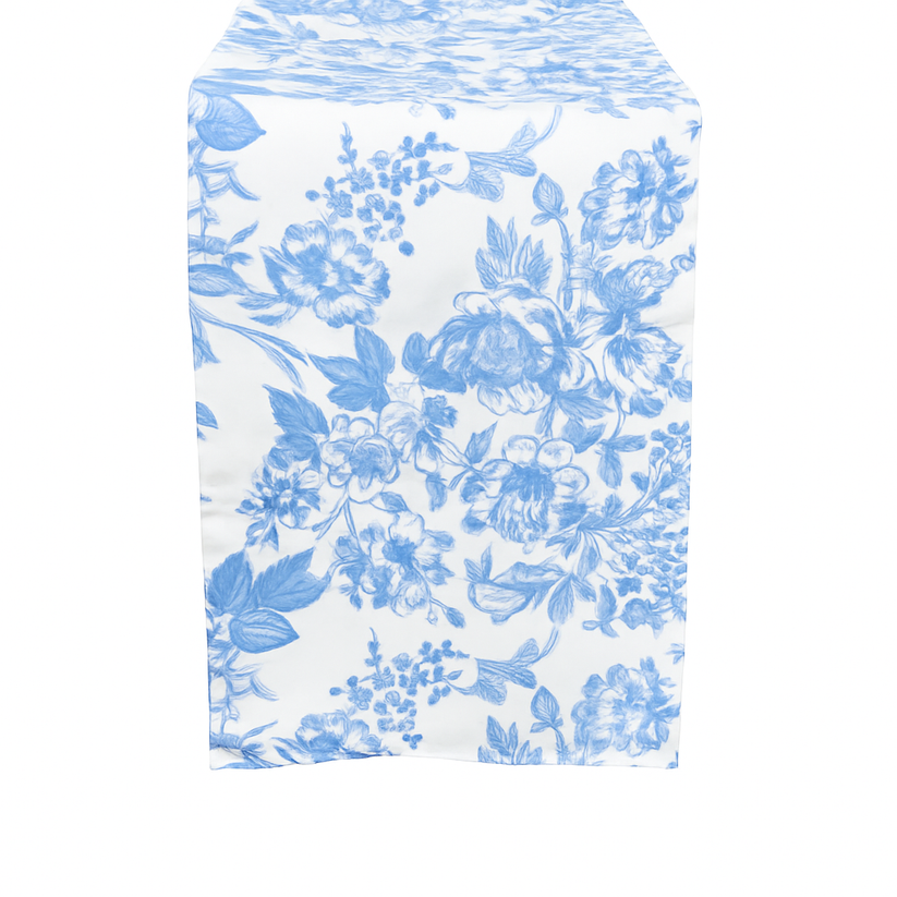 French Toile Table Runner - Baby Blue– CV Linens