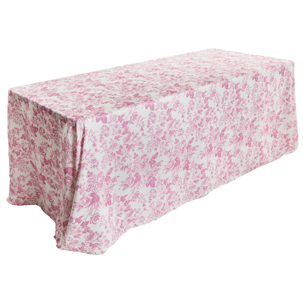 French Toile 90"x156" Rectangular Tablecloth - Pink– CV Linens