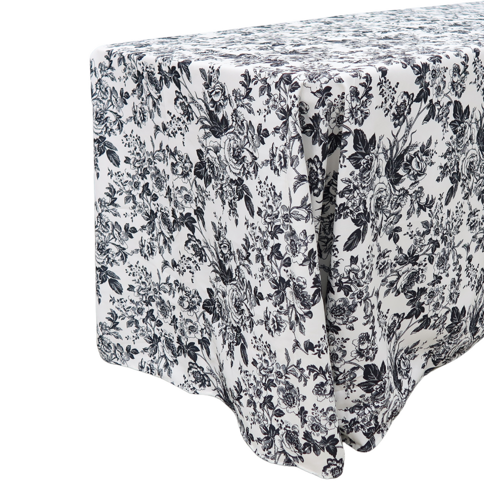 French Toile 90"x132" Rectangular Tablecloth - Black - CV Linens™