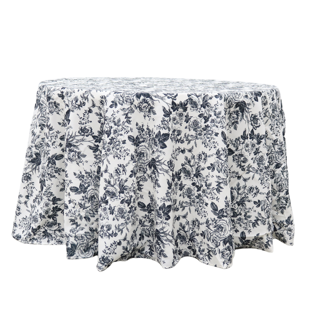 French Toile 120" Round Tablecloth - Black - CV Linens™
