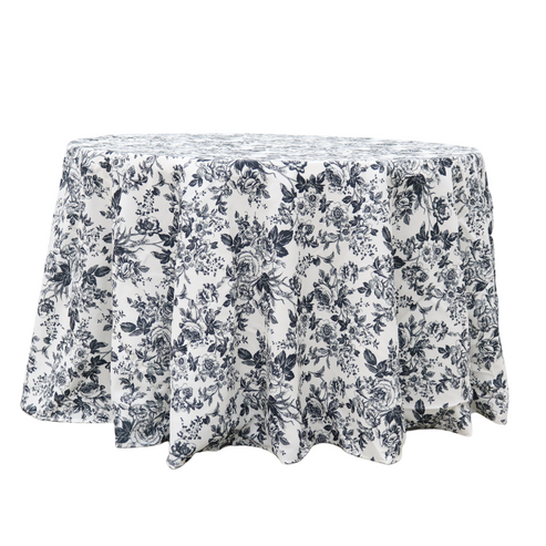 French Toile 120" Round Tablecloth - Black - CV Linens™