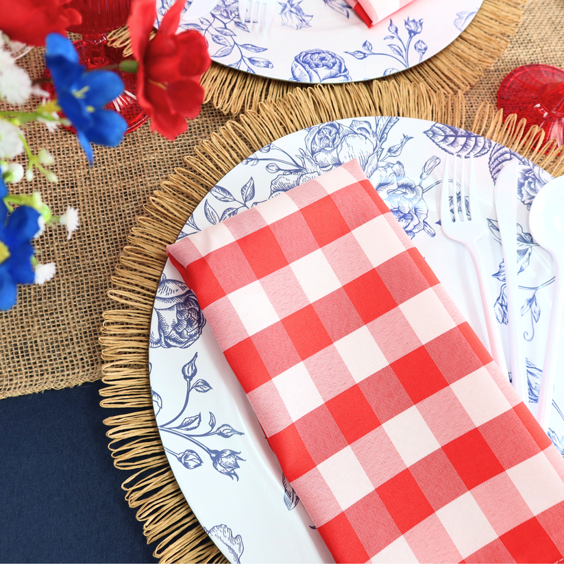 French Toile Acrylic Charger Plate - Blue - CV Linens™