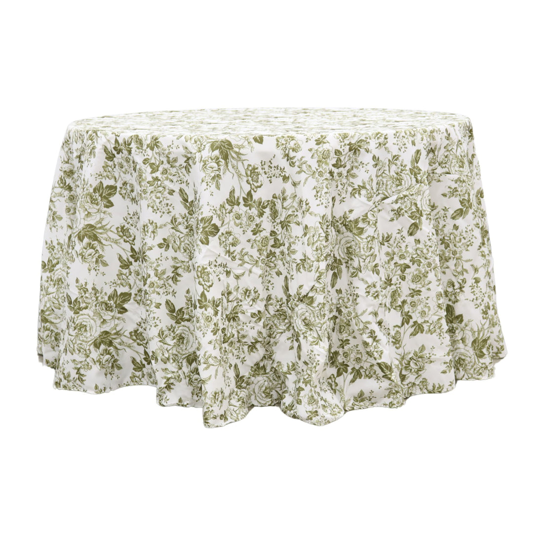 French Toile 108" Round Tablecloth - Olive Green - CV Linens™