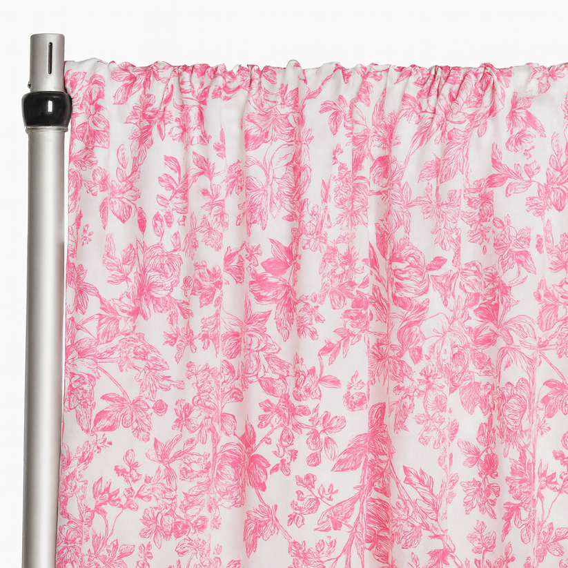 French Toile 12ft H x 52" W Drape/Backdrop Panel Pink - CV Linens™