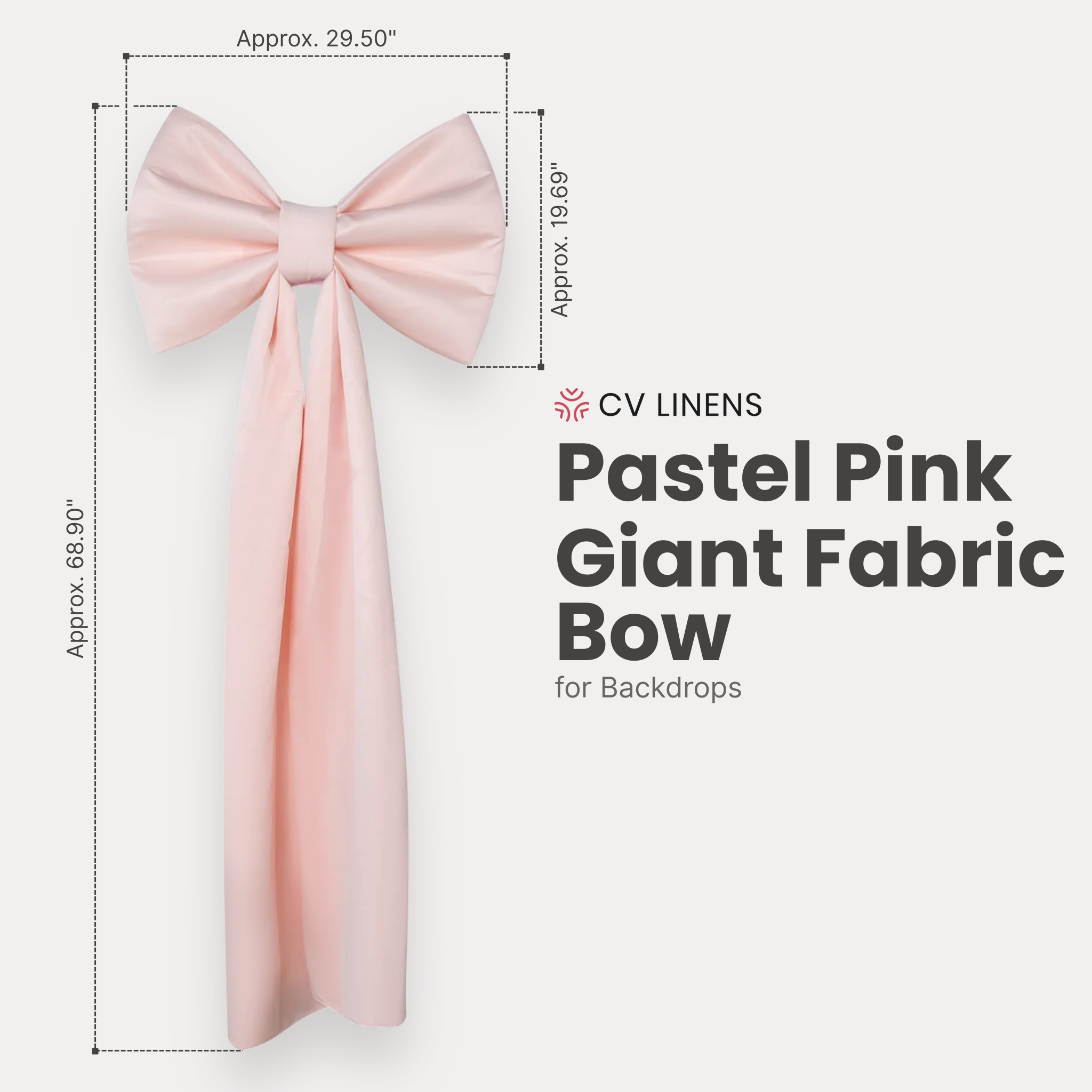 Giant Fabric Bow for Backdrop - Pastel Pink | CV Linens™