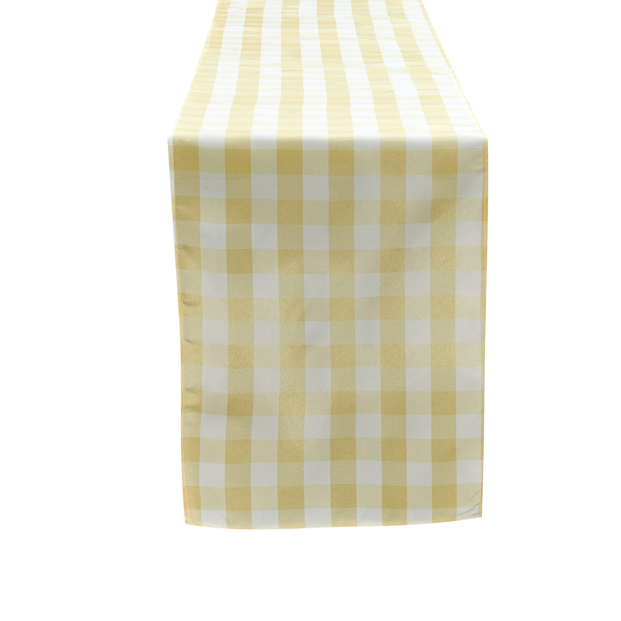 Gingham Checkered Polyester Table Runner - Yellow & White - CV Linens™