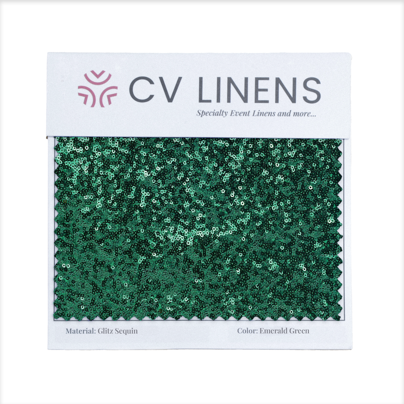Glitz Swatch Card - Emerald Green | CV Linens™