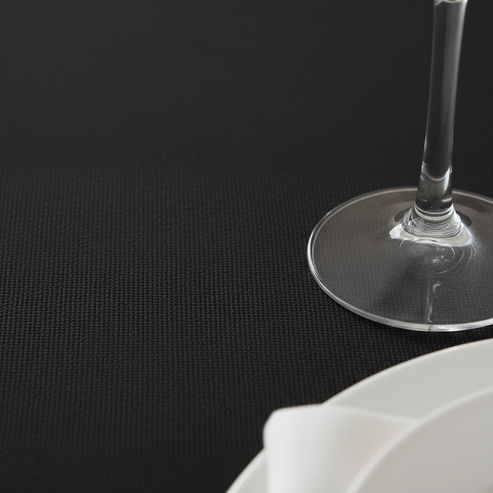 Economy Polyester Round Tablecloth 120” Black - CV Linens™