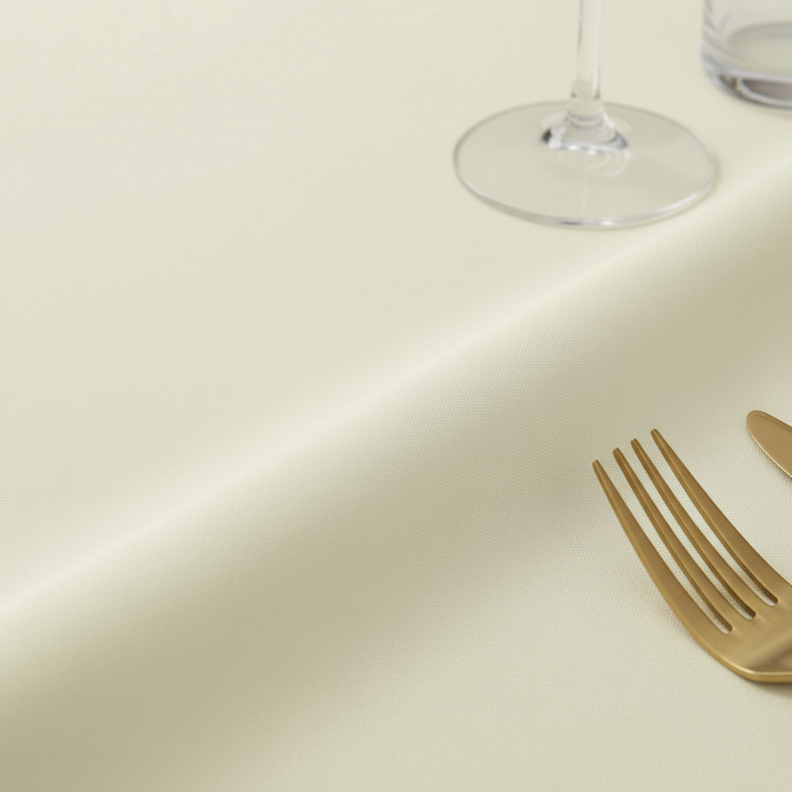 Light Ivory/Off White Polyester 120" Round Tablecloth - CV Linens™