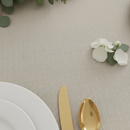 132" Round Premium Linen-Look Panama Weave Tablecloth - Beige | CV Linens™