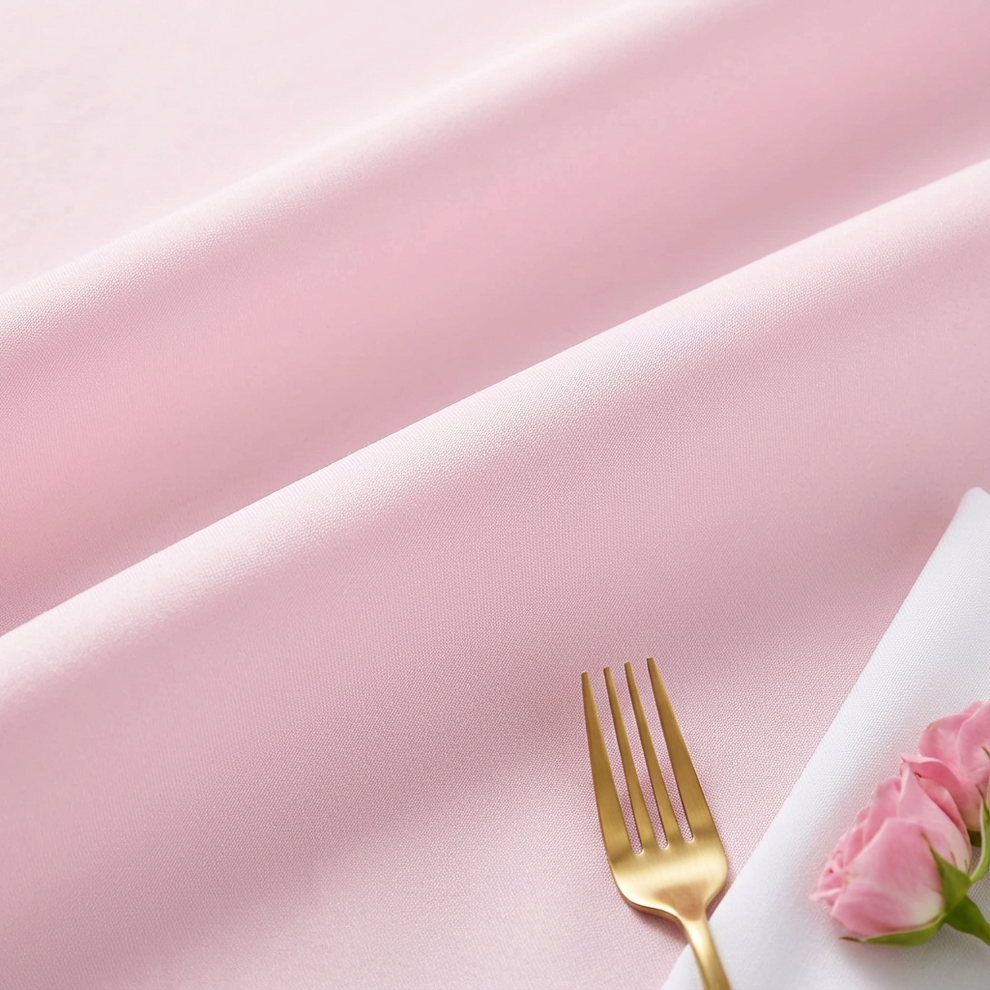 Round Premium Polyester 132" Tablecloth - Pastel Pink - CV Linens™