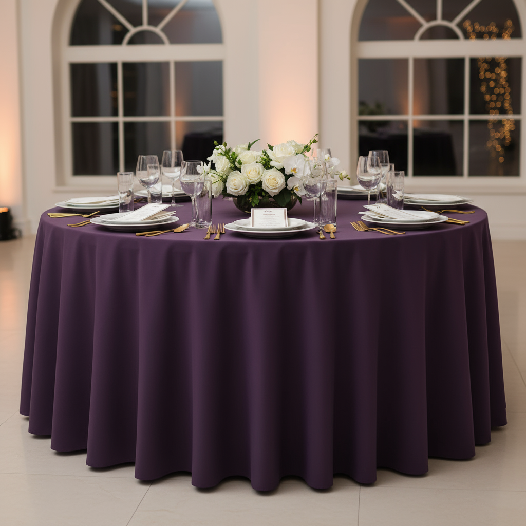 Eggplant/Plum Polyester 120" Round Tablecloth - CV Linens™