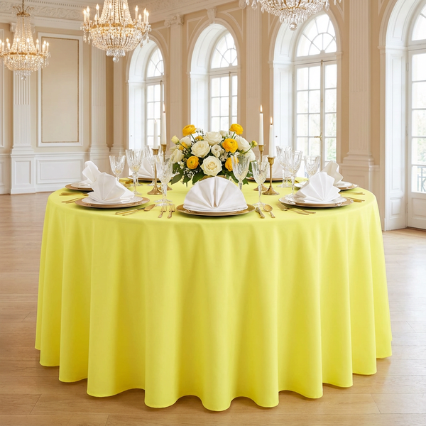 Yellow Premium Polyester 120” Round Tablecloth - CV Linens™