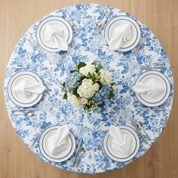 Blue French Toile 120" Round Tablecloth - CV Linens™– CV Linens