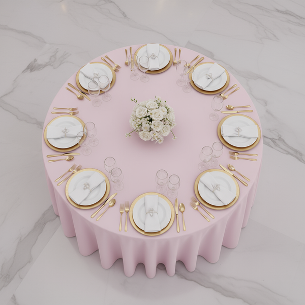 Pastel Pink Premium Polyester 120” Round Tablecloth - CV Linens™